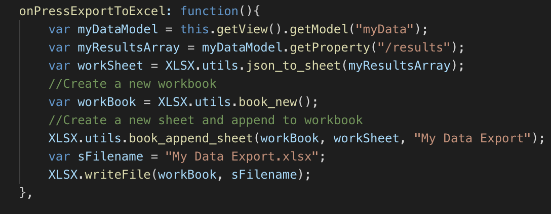 Nathan Hands' Blog | How to export to excel using UI5 and SheetJS